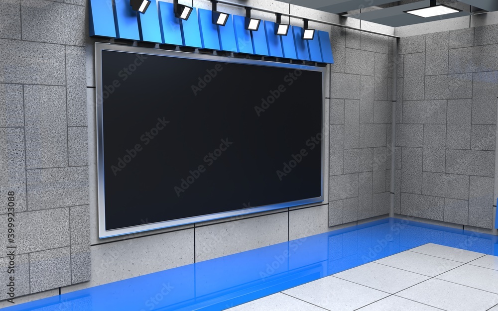Backdrop For TV Shows .TV On Wall.3D Virtual News Studio Background, 3d ...