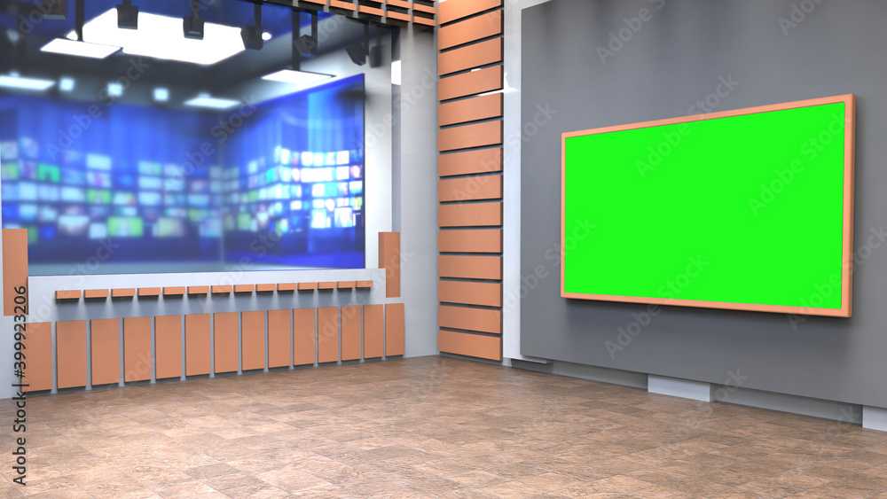 Backdrop For TV Shows .TV On Wall.3D Virtual News Studio Background, 3d ...