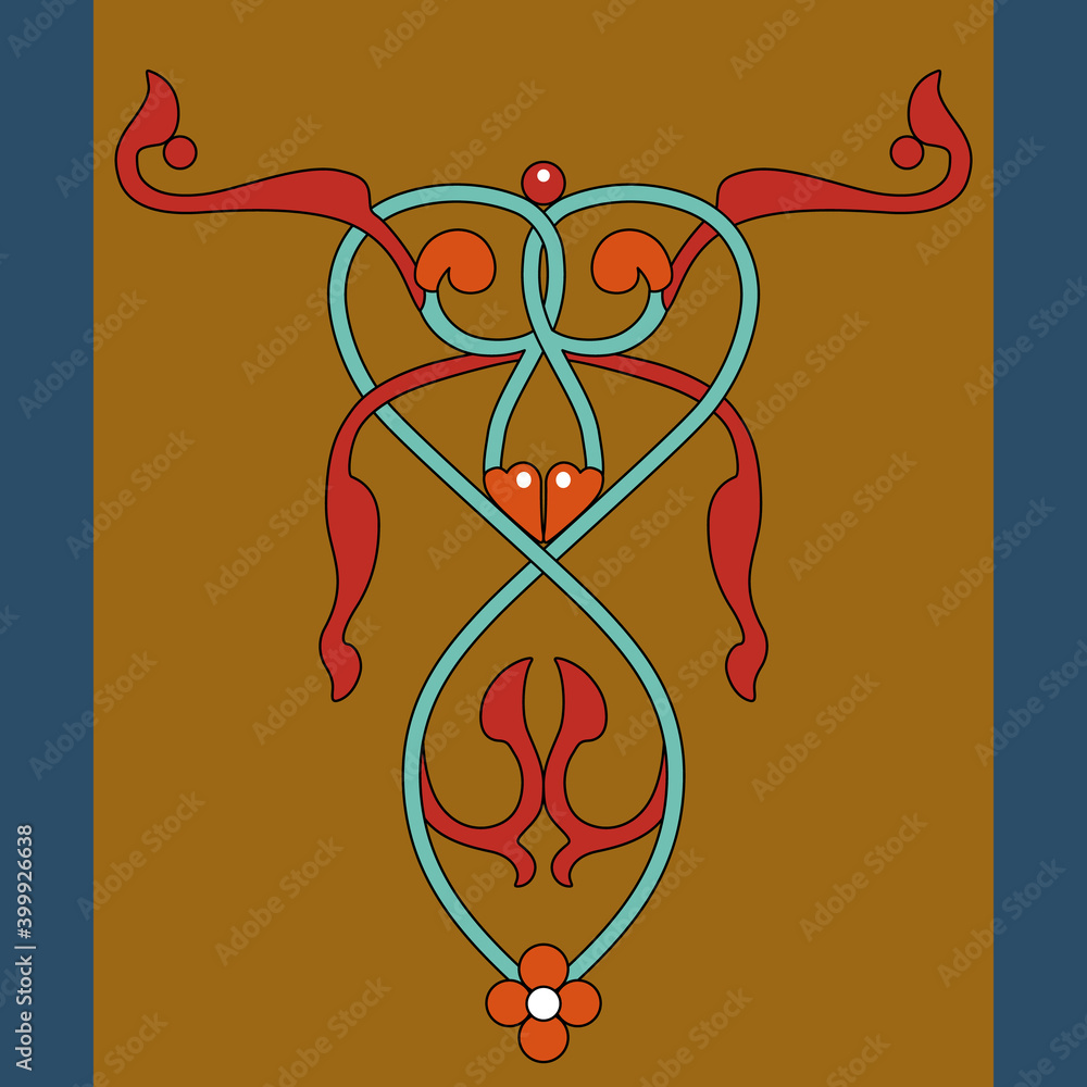 Symmetrical floral decor based on medieval Gothic motif. Isolated ...