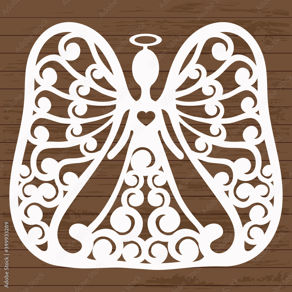 stencil angel for laser cutting Stock Illustration | Adobe Stock