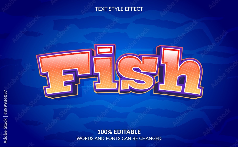 Editable text effect, Fish text style Stock Vector | Adobe Stock