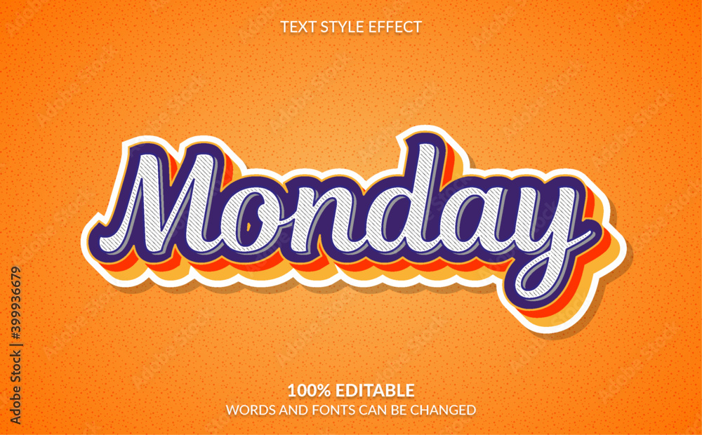 Editable text effect, Happy monday text style Stock Vector | Adobe Stock