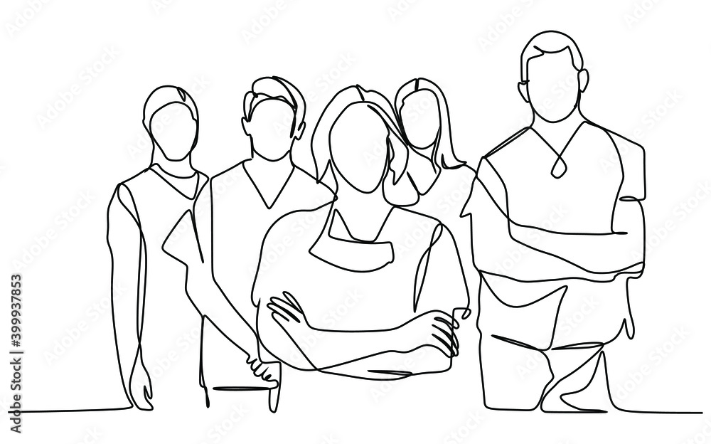 Group of medical staff. Medical Team. Continuous one line drawing Stock ...