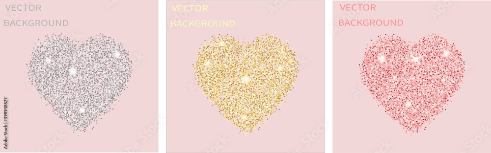 Sparkling heart dust isolated on pink background. For social media ...