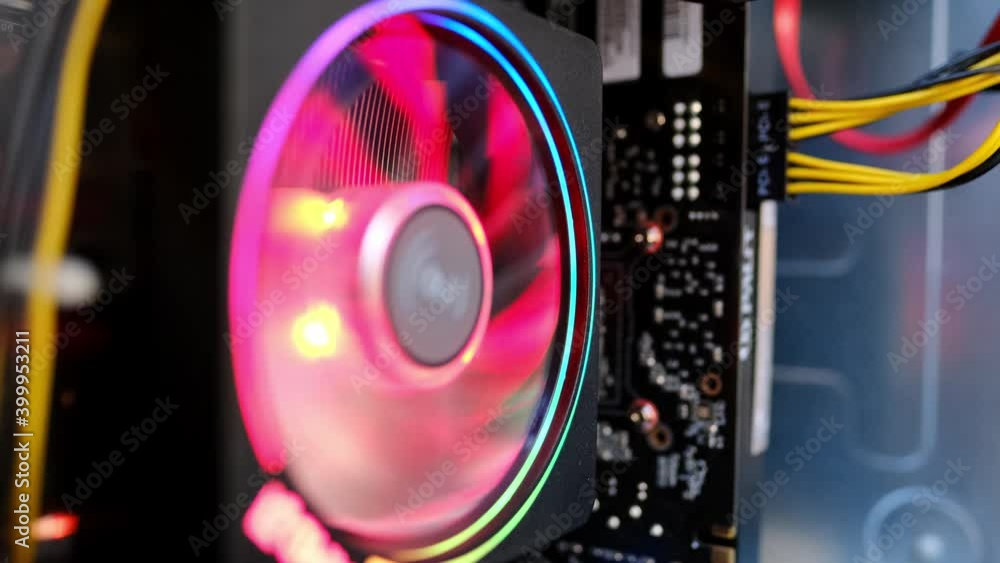 parts of the model of computer fans rotate, beautiful backlight changes ...