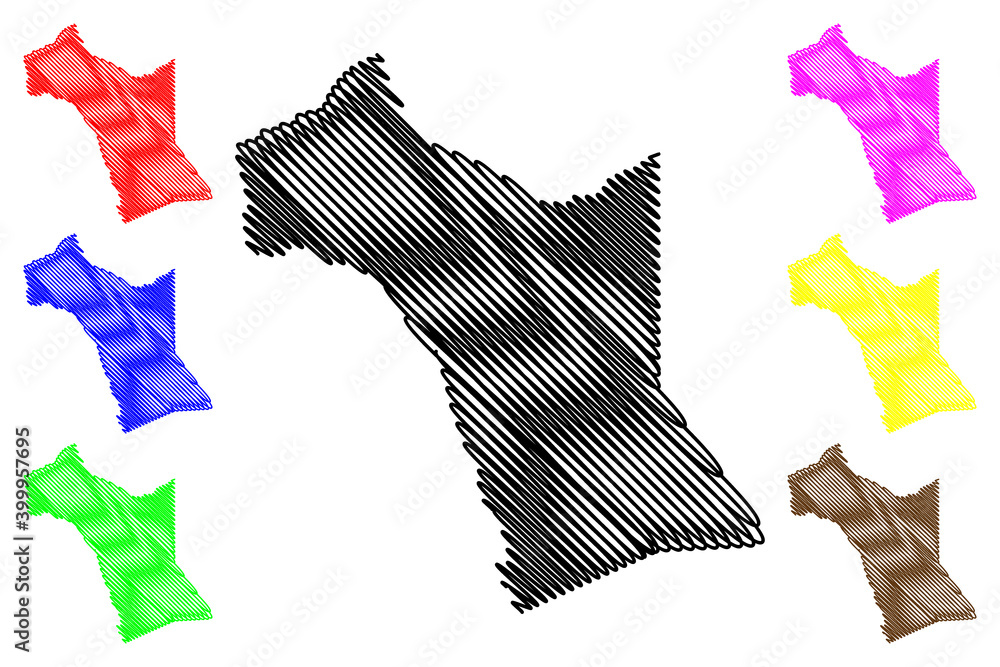 Garissa County Republic Of Kenya North Eastern Province Map Vector Illustration Scribble