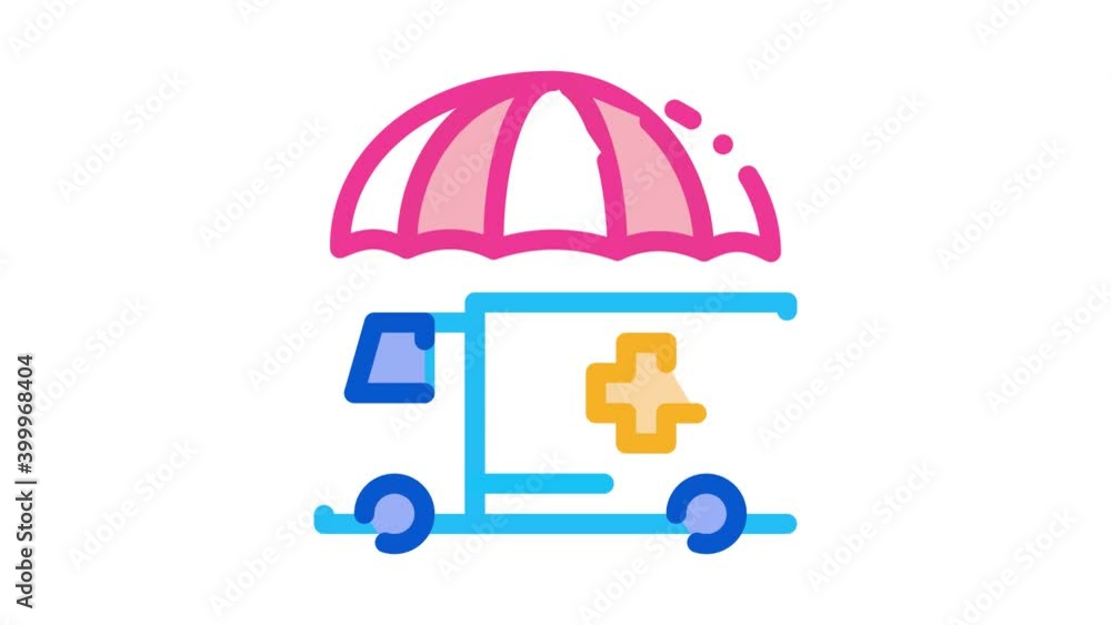 emergency ambulance car Icon Animation. color emergency ambulance car ...