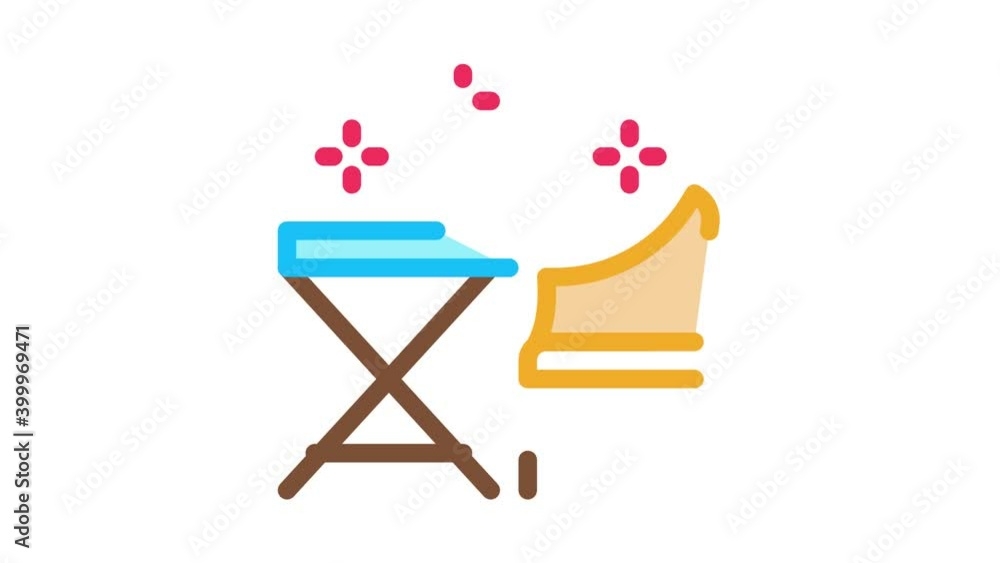 table and chair Icon Animation. color table and chair animated icon on ...