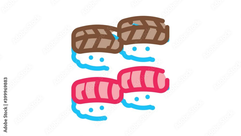 sushi roll seafood Icon Animation. color sushi roll seafood animated ...