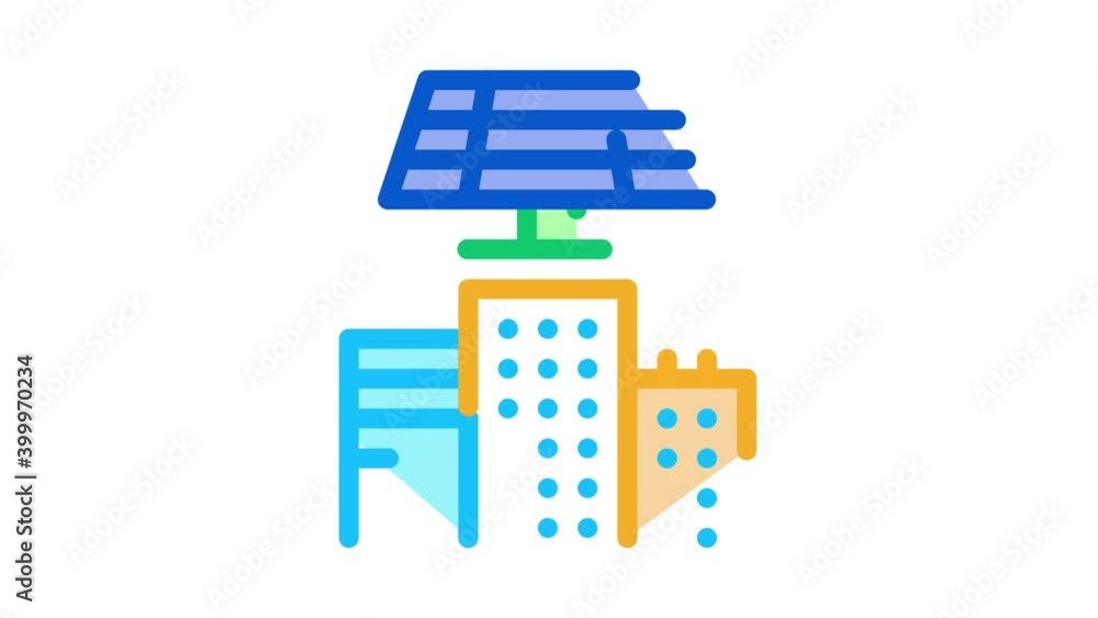 smart city solar energy Icon Animation. color smart city solar energy ...