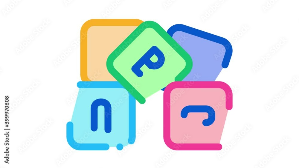 preschool education alphabet blocks Icon Animation. color preschool ...