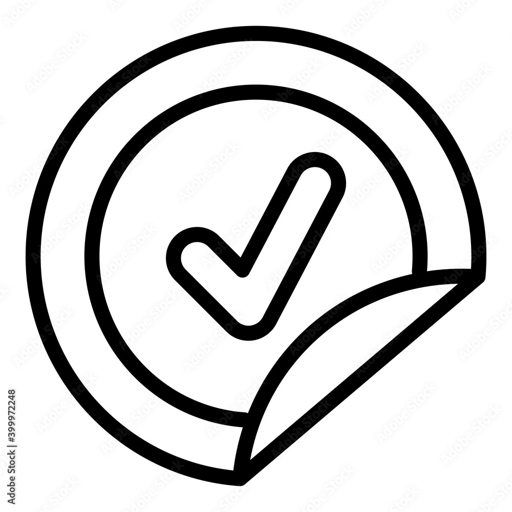 Approved sticker icon. Outline approved sticker vector icon for web ...