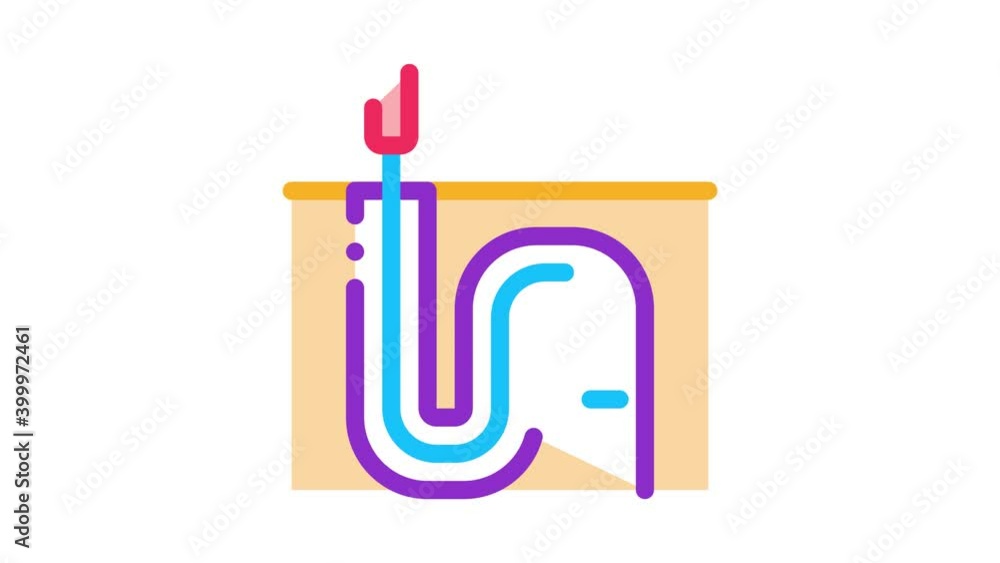 drain pipe cleaning equipment Icon Animation. color drain pipe cleaning ...