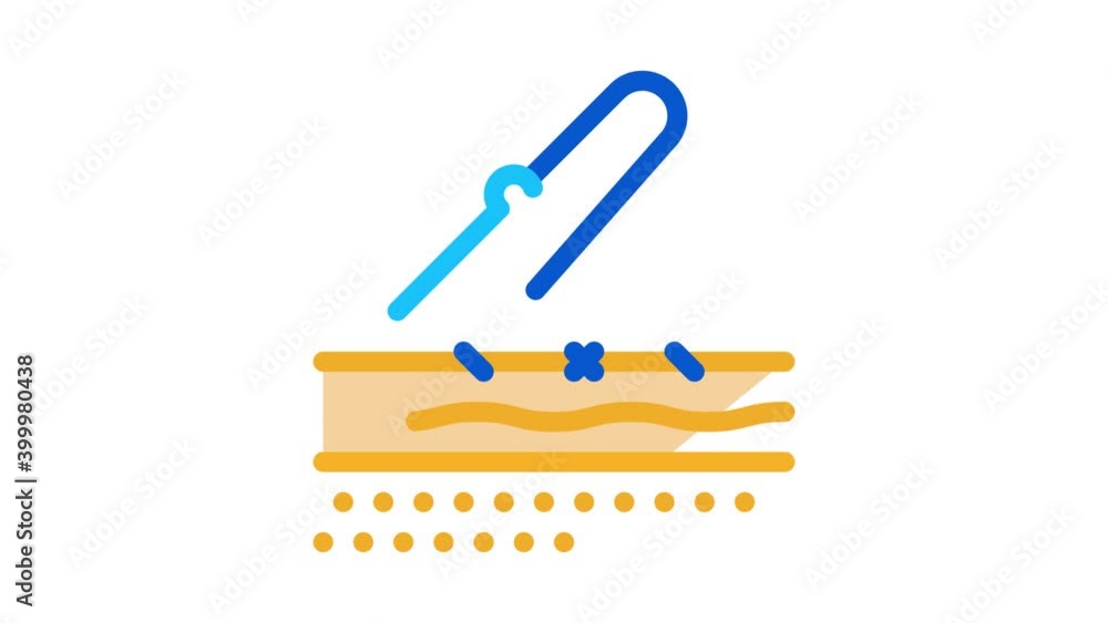 stitching of surgical incision Icon Animation. color stitching of ...