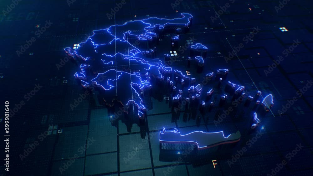 Greece map Digital background Loop 4k Stock Video | Adobe Stock