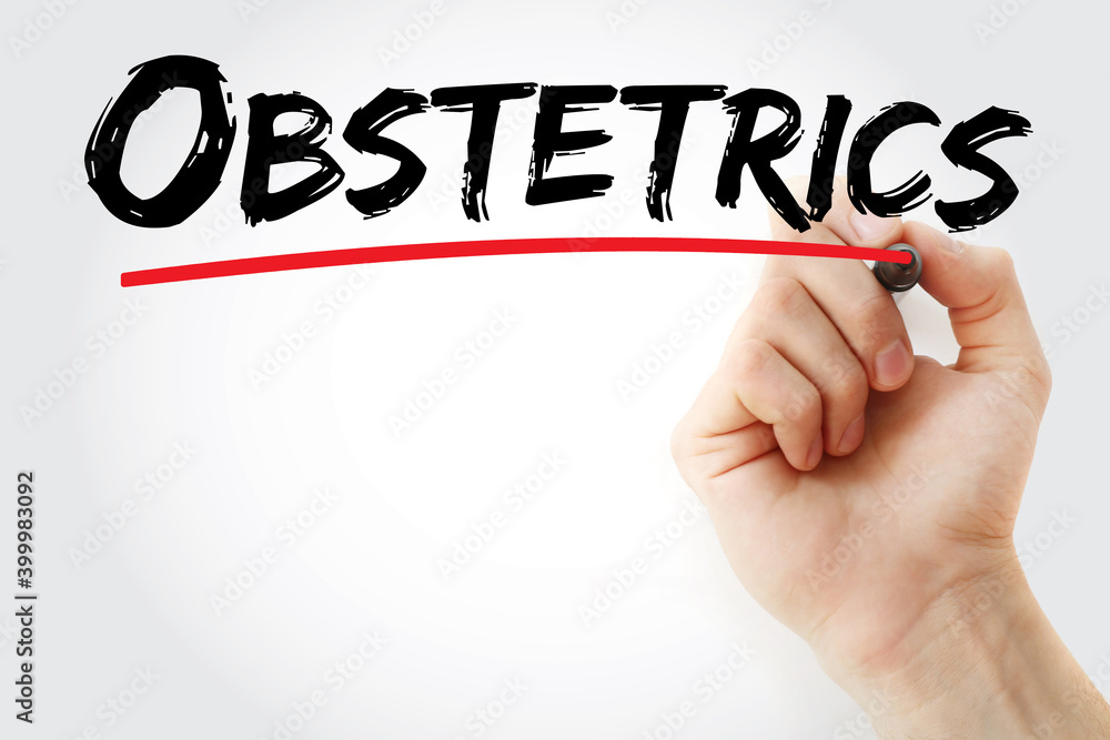 Obstetrics text with marker, concept background Stock Photo | Adobe Stock
