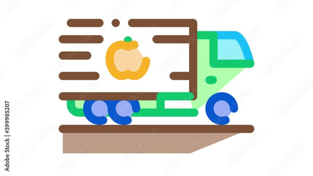 fruit delivering cargo Icon Animation. color fruit delivering cargo ...