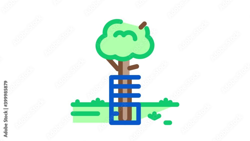 tree safe fence Icon Animation. color tree safe fence animated icon on ...