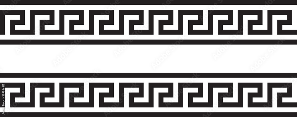 Meander and wave. Ancient Greek borders. Set of ornaments Stock Vector ...