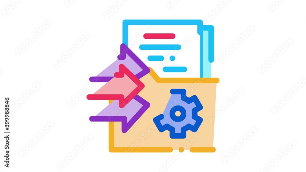 document adding in folder Icon Animation. color document adding in ...