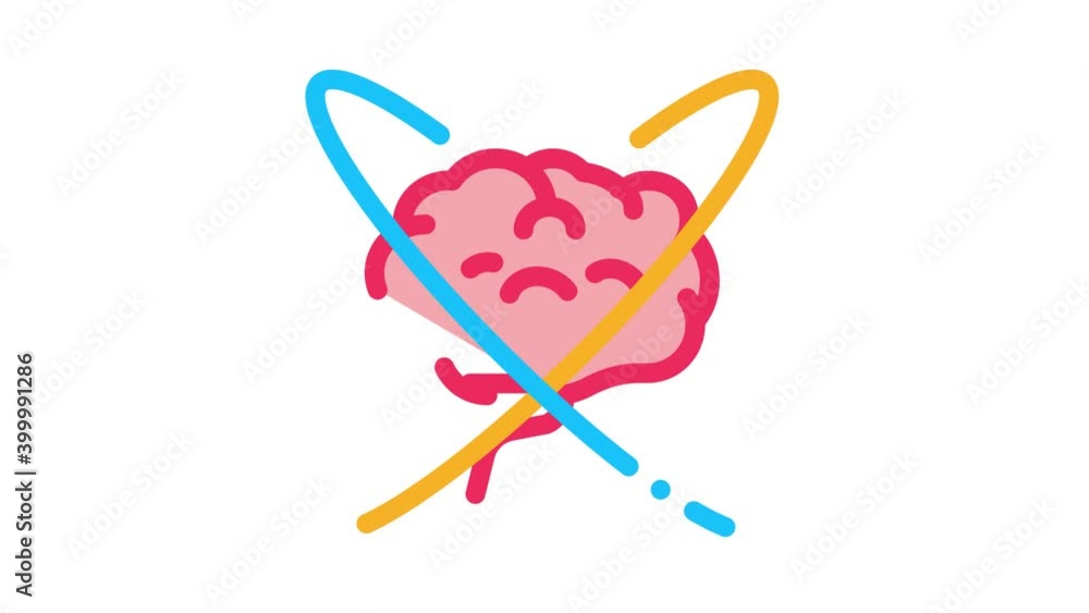 brain in center of atom Icon Animation. color brain in center of atom ...