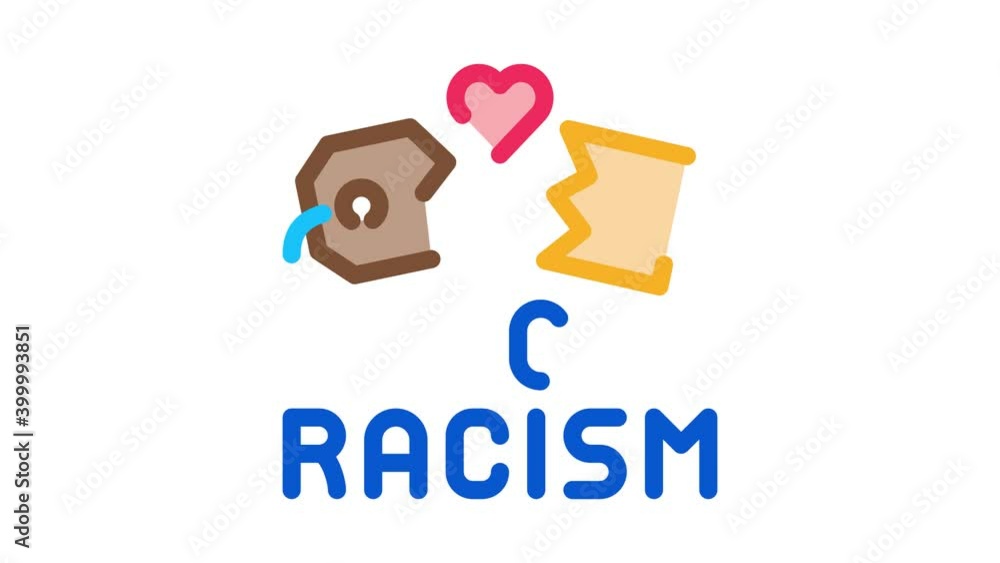 no racism torn label Icon Animation. color no racism torn label ...