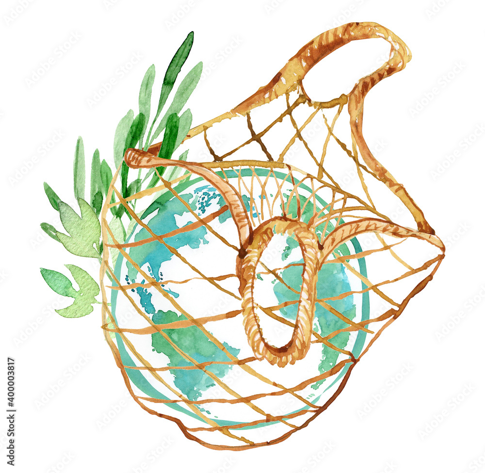 Watercolor Earth day clipart, ecological icons, greenery clipart, eco ...