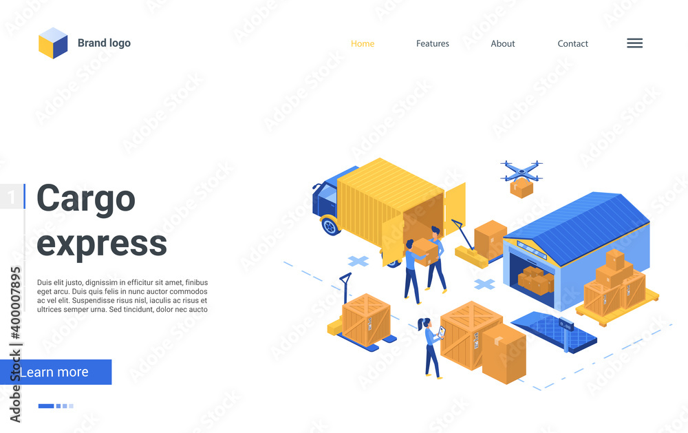 Cartoon 3d landing page design for website, worker characters working ...