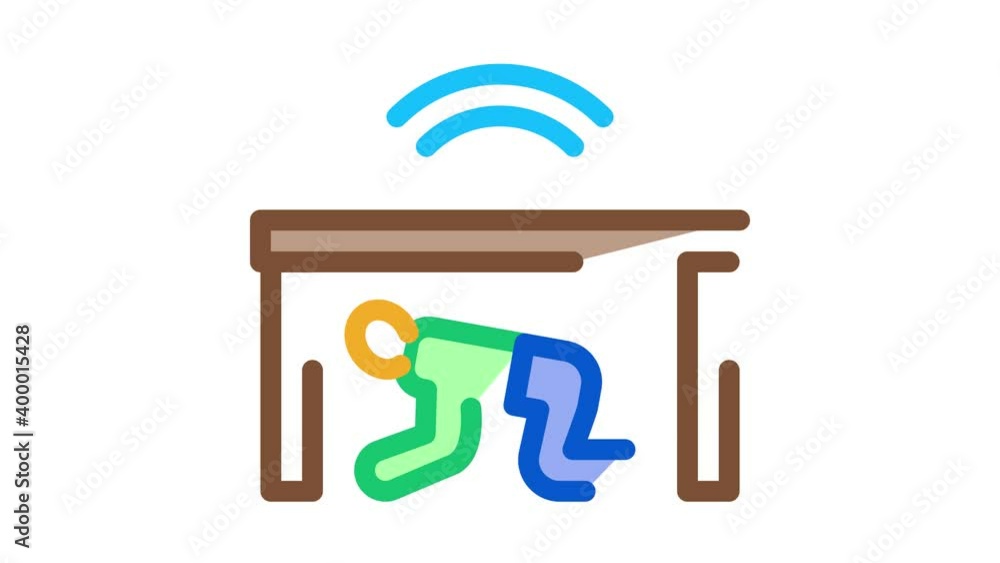 Protection Hide Human Under Table Icon Animation Color Protection Hide