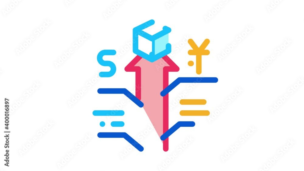 increase sales and exchange rates Icon Animation. color increase sales ...