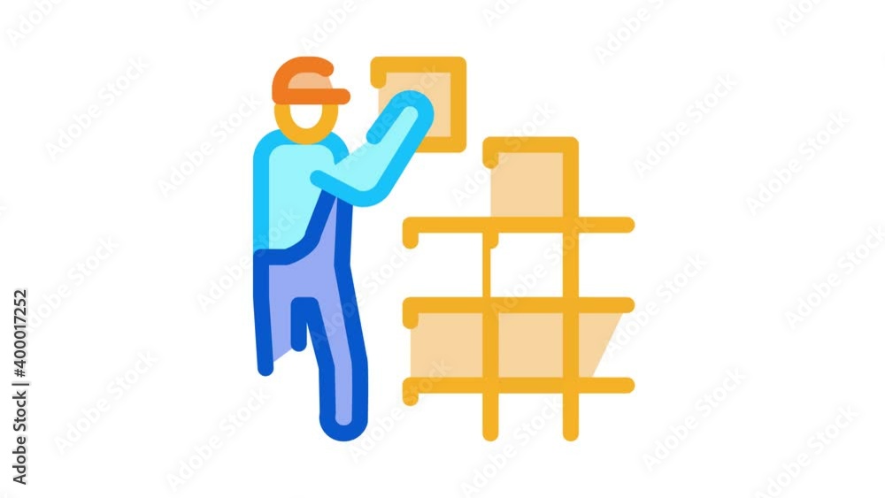 tile stacker Icon Animation. color tile stacker animated icon on white ...