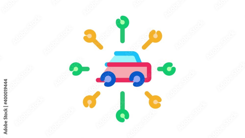 universal network of cars Icon Animation. color universal network of ...