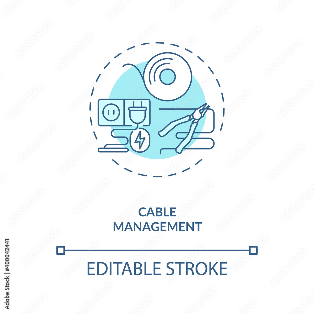 Cable management concept icon. Control room ergonomics idea thin line ...