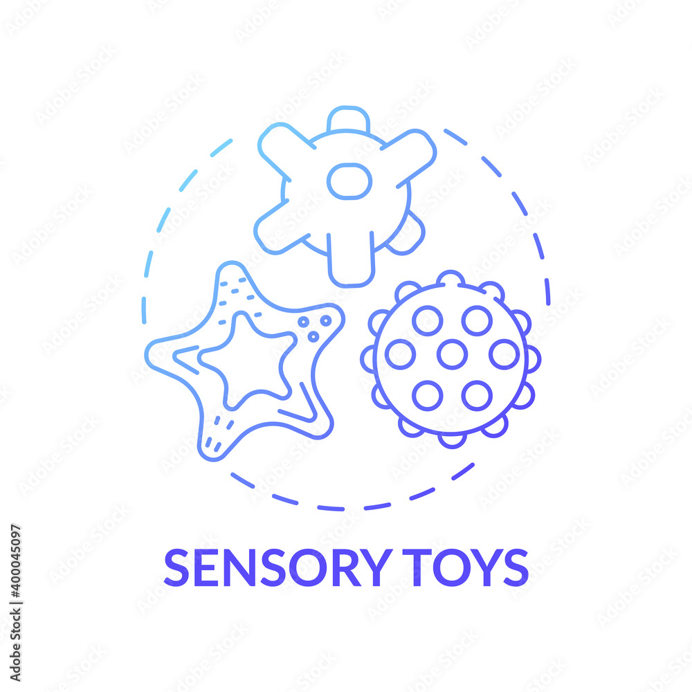 Sensory toys blue gradient concept icon. Montessori method. Baby with ...
