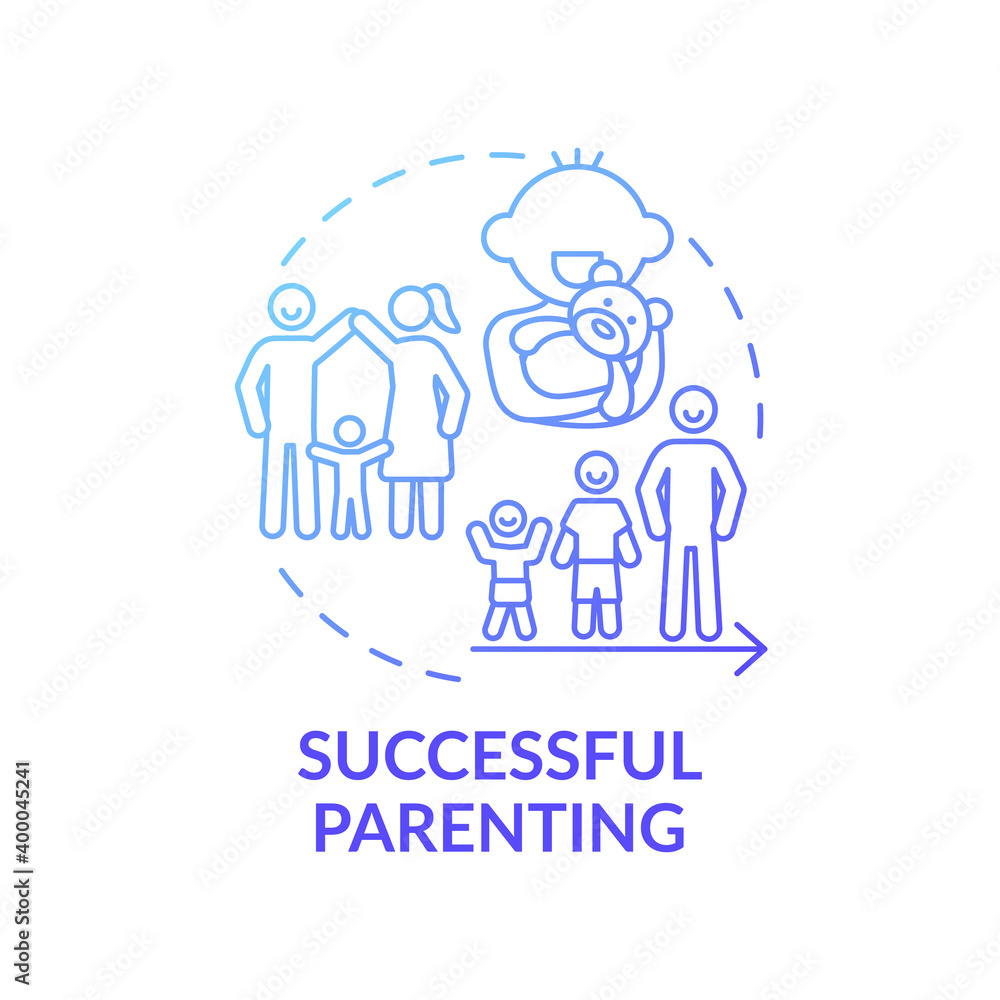 Successful parenting blue gradient concept icon. Parental ...
