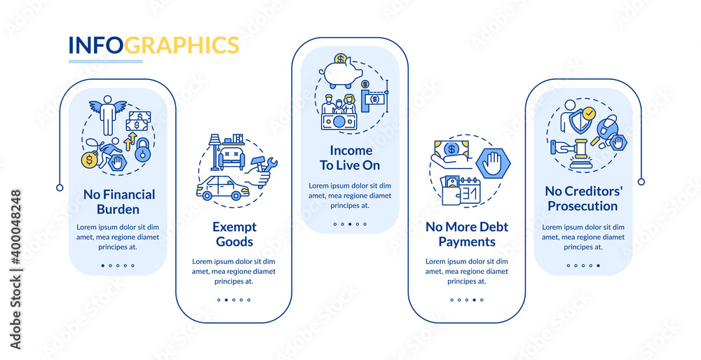 Benefit being credit free vector infographic template. No more debt ...