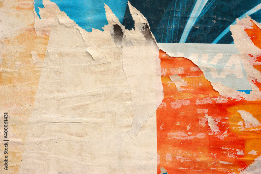 Old ripped torn posters grunge texture background creased crumpled ...