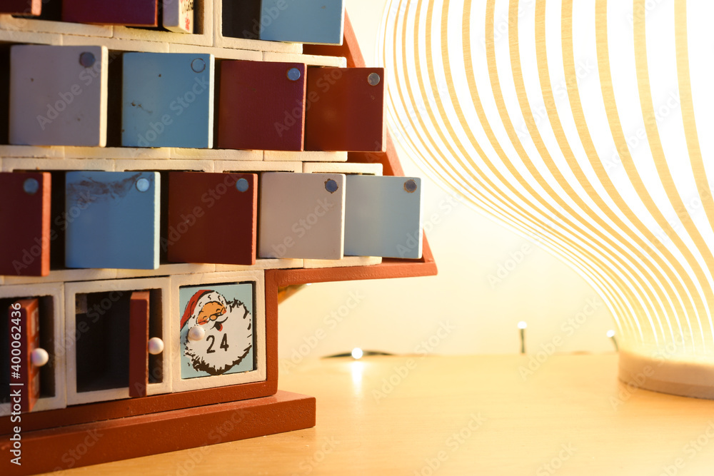 Advent calendar with open doors in tradition way for kids to count down ...
