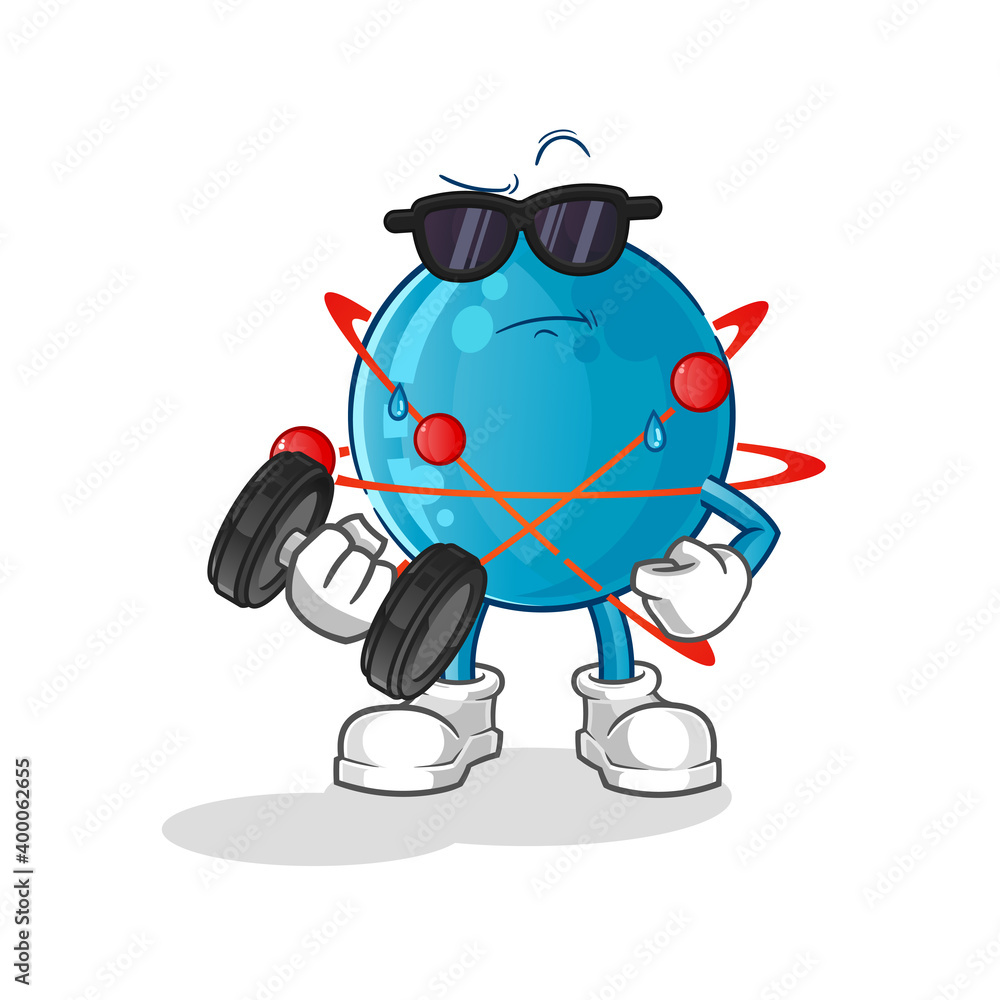 atom lifting dumbbell vector. cartoon character Stock Vector | Adobe Stock