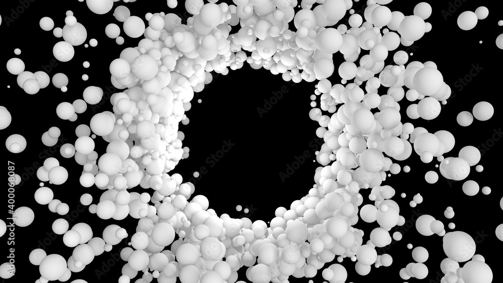 Particles attract to central empty hole and spin around. Vortex of ...
