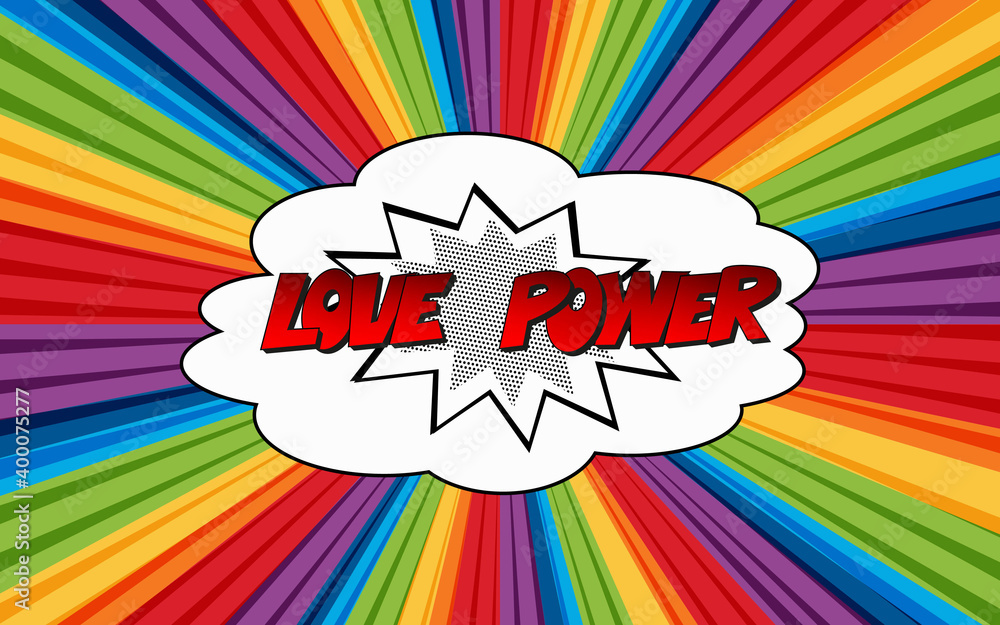 LGBT pop art banner in comic style. Abstract banner with colored rays ...