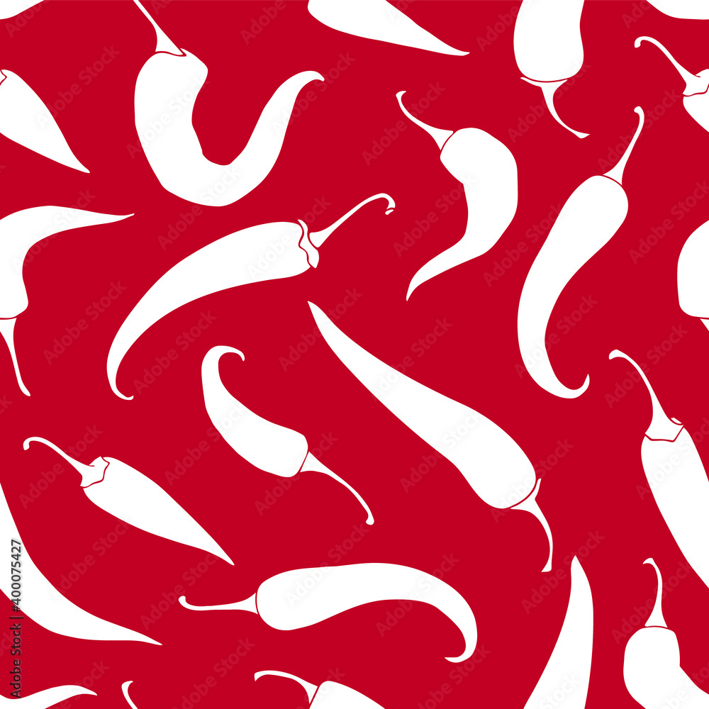 Seamless pattern with hot chili peppers. Vector drawing of cayenne ...
