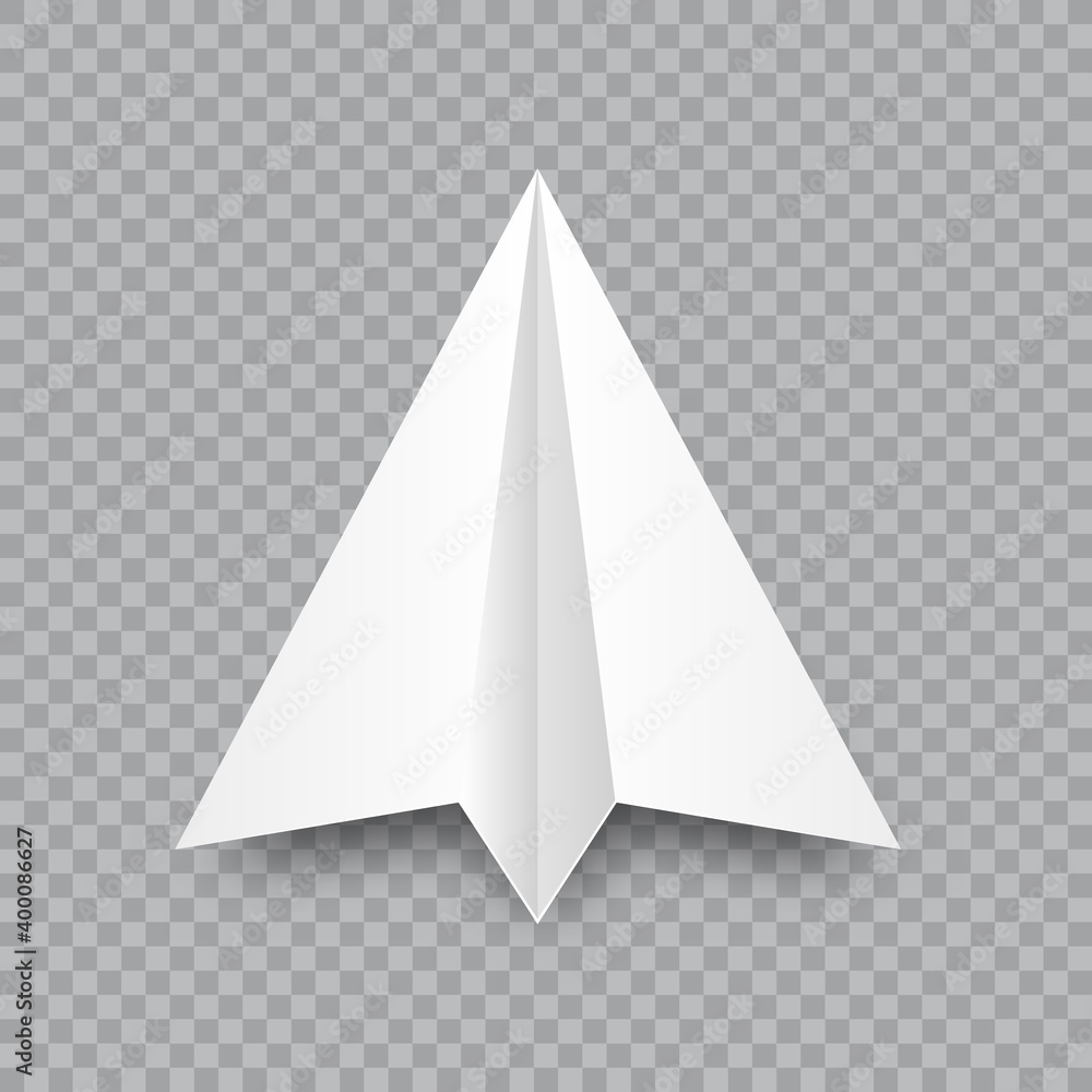 Realistic handmade paper plane on transparent background. Origami ...