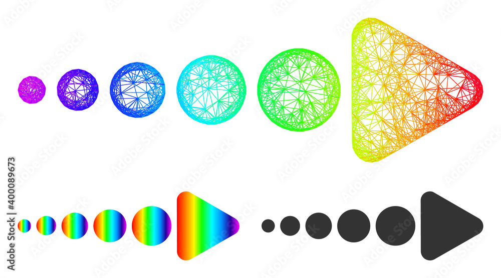 Spectral vibrant wire frame arrow right, and solid spectrum gradient ...