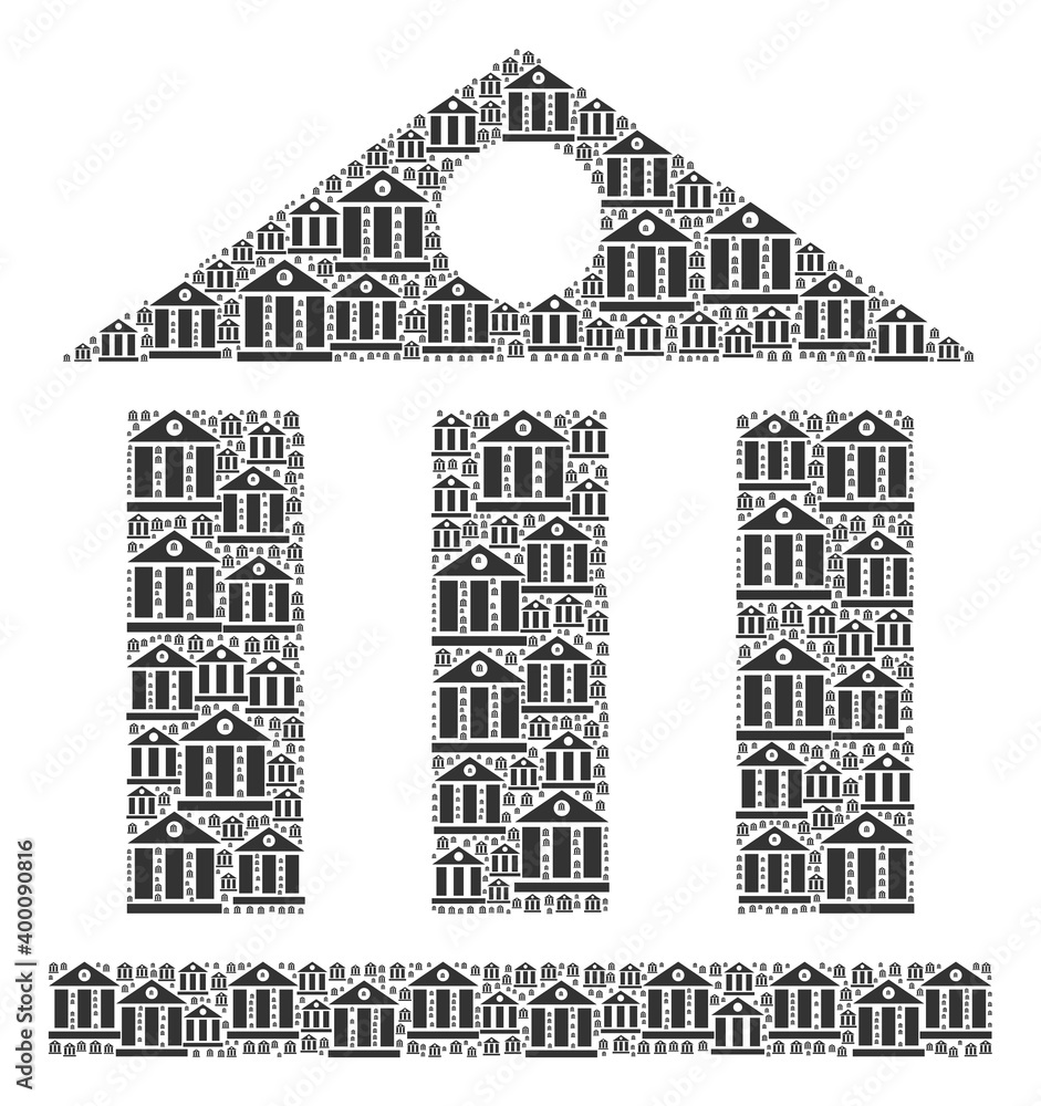 Recursive collage of bank building. Flat vector bank building collage ...