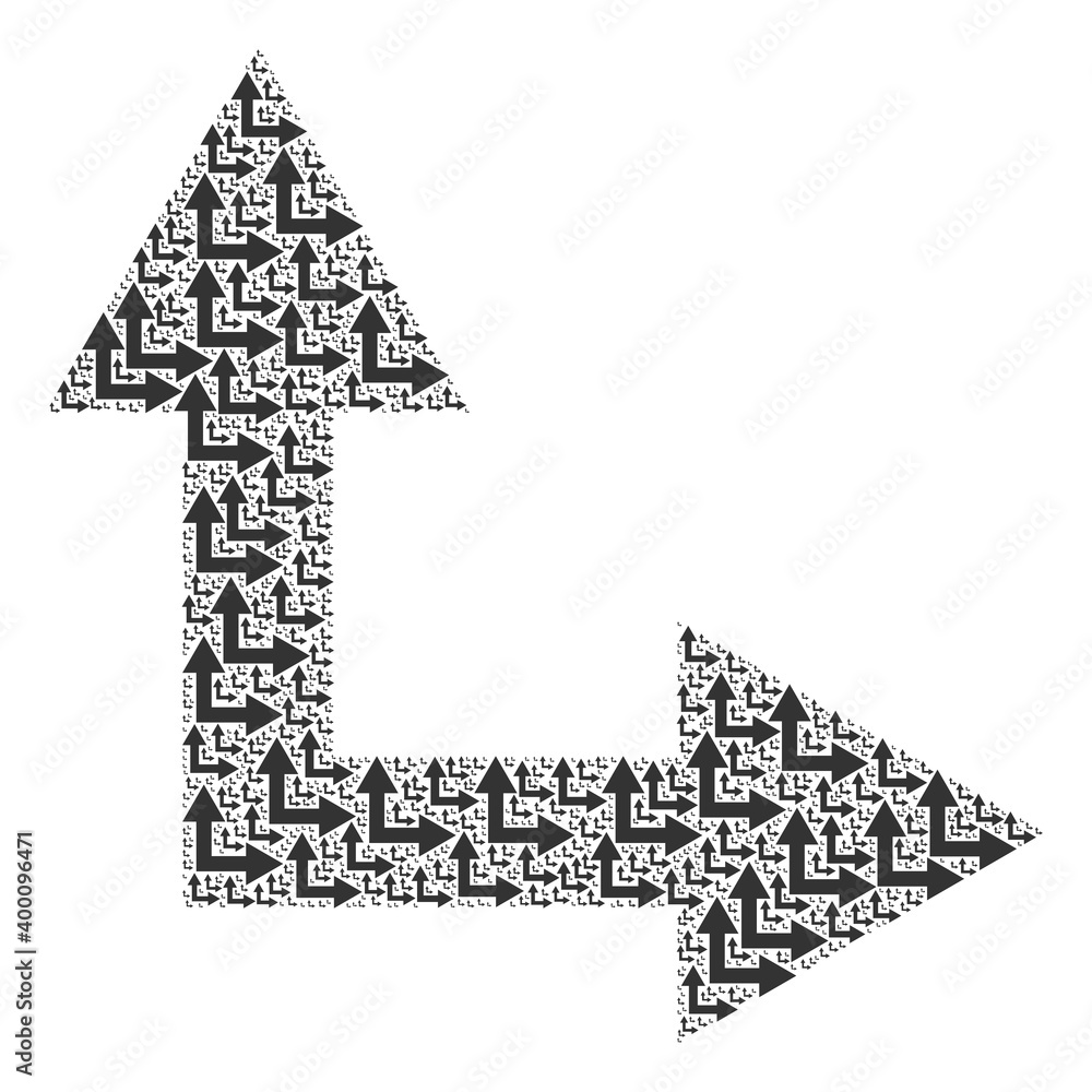 Repeating collage for bifurcation arrow right up. Flat vector ... Repeating collage for bifurcation arrow right up. Flat vector ...
