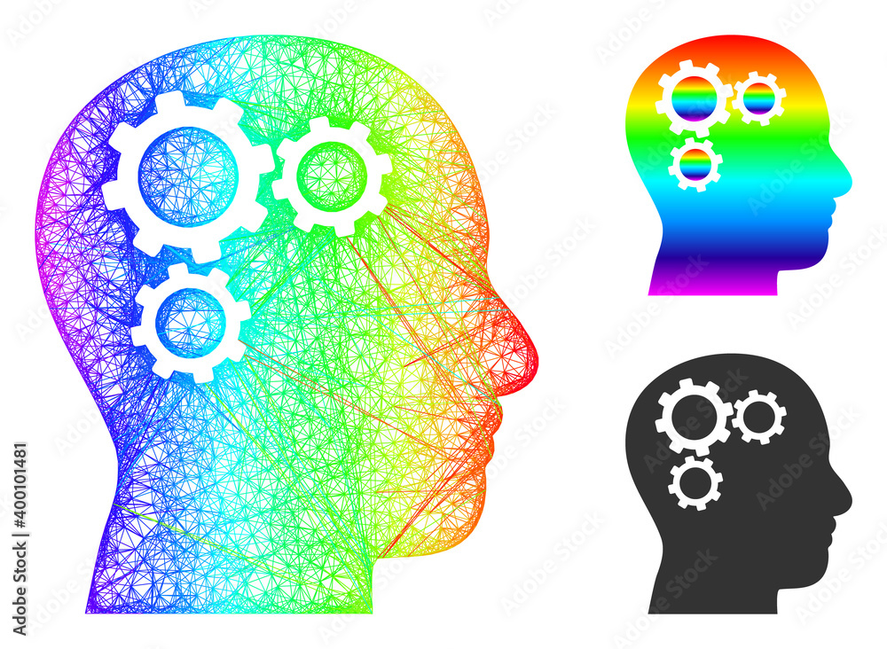 Spectral colored network brain gears, and solid spectral gradient brain ...