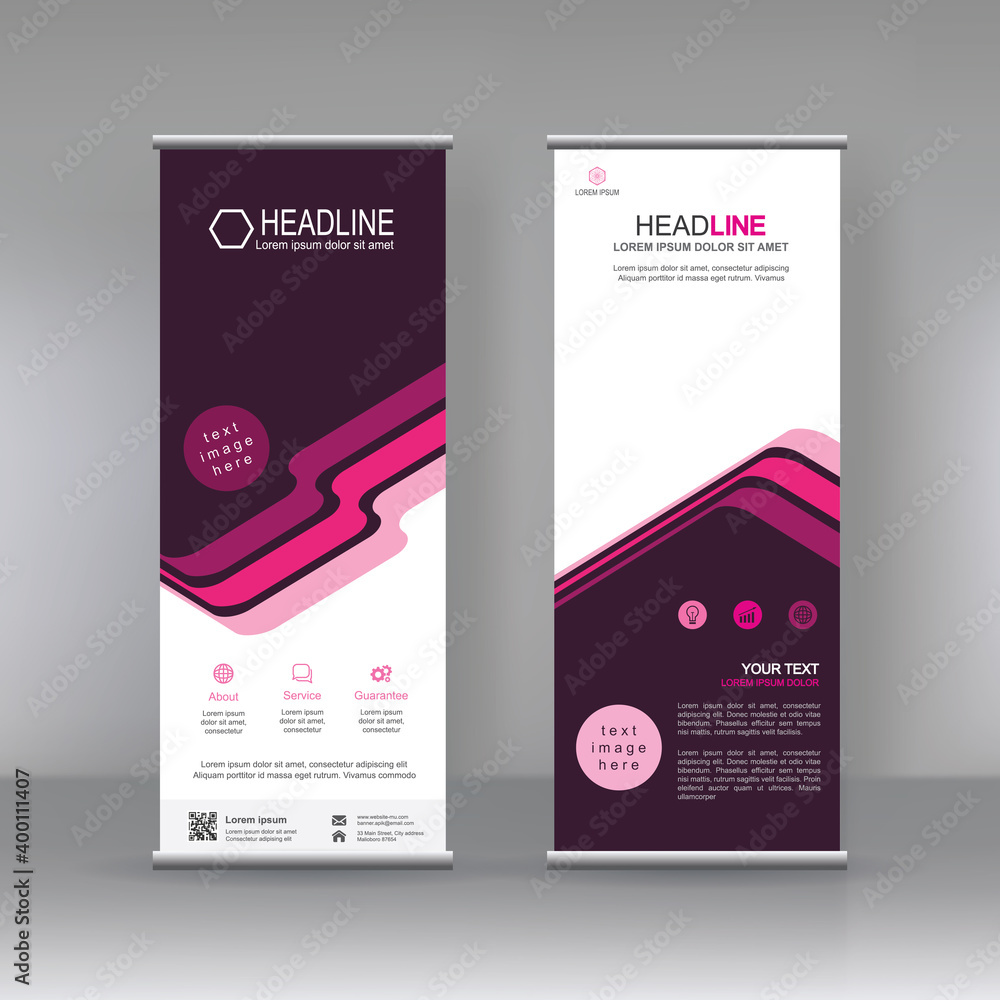 Roll up banner stand brochure flyer vertical template design, covers ...
