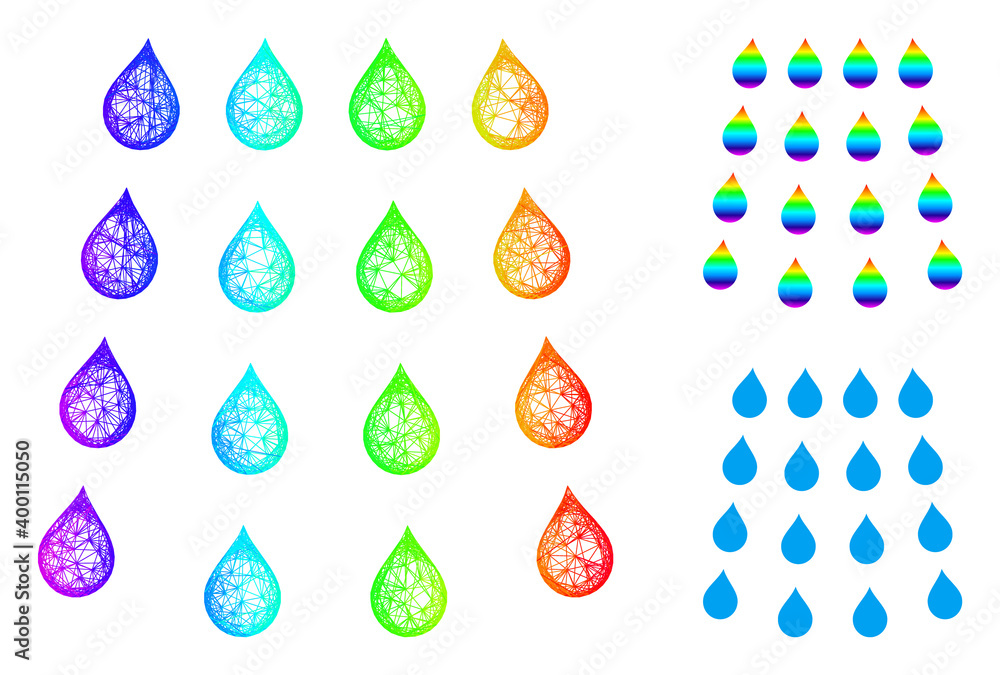 Spectral vibrant wire frame drops, and solid spectral gradient drops ...