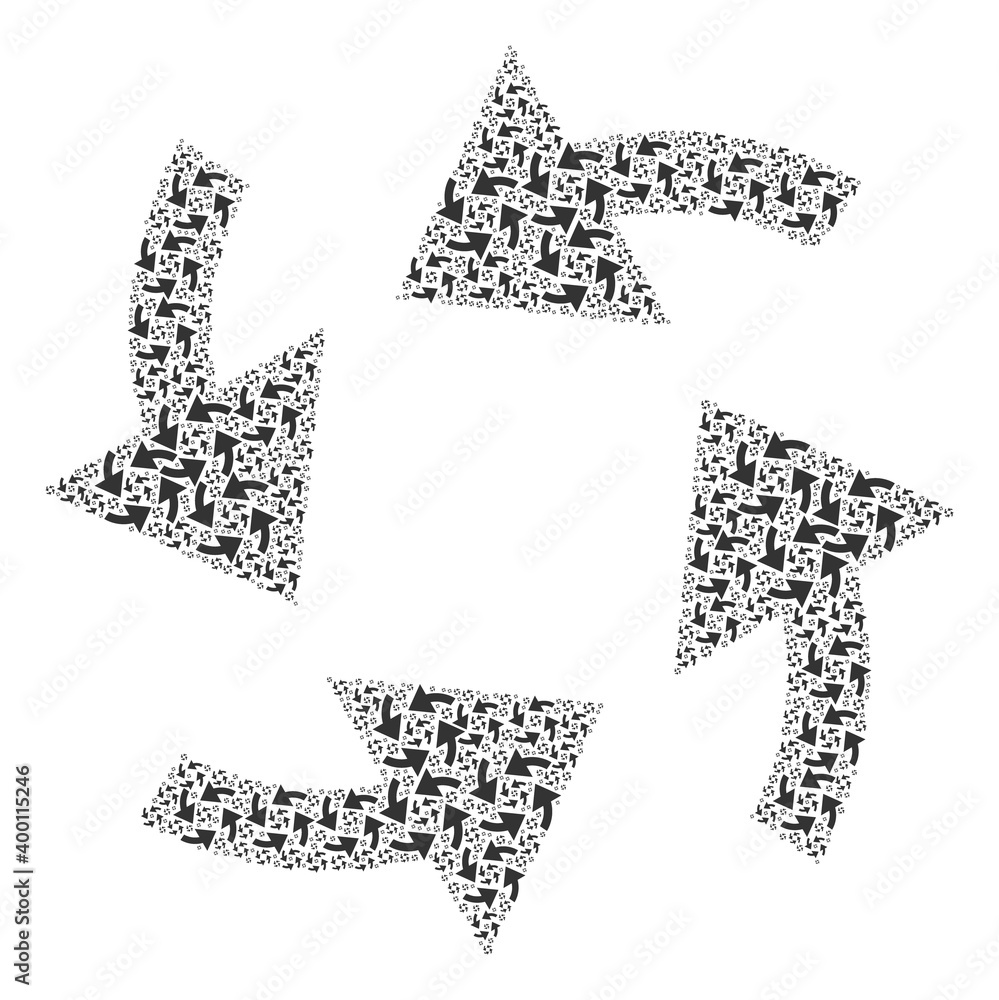 Repeating collage of cyclone arrows. Flat vector cyclone arrows ...